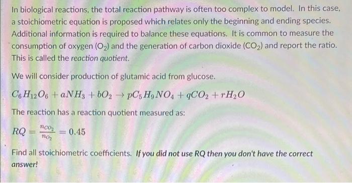 Solved In biological reactions, the total reaction pathway | Chegg.com