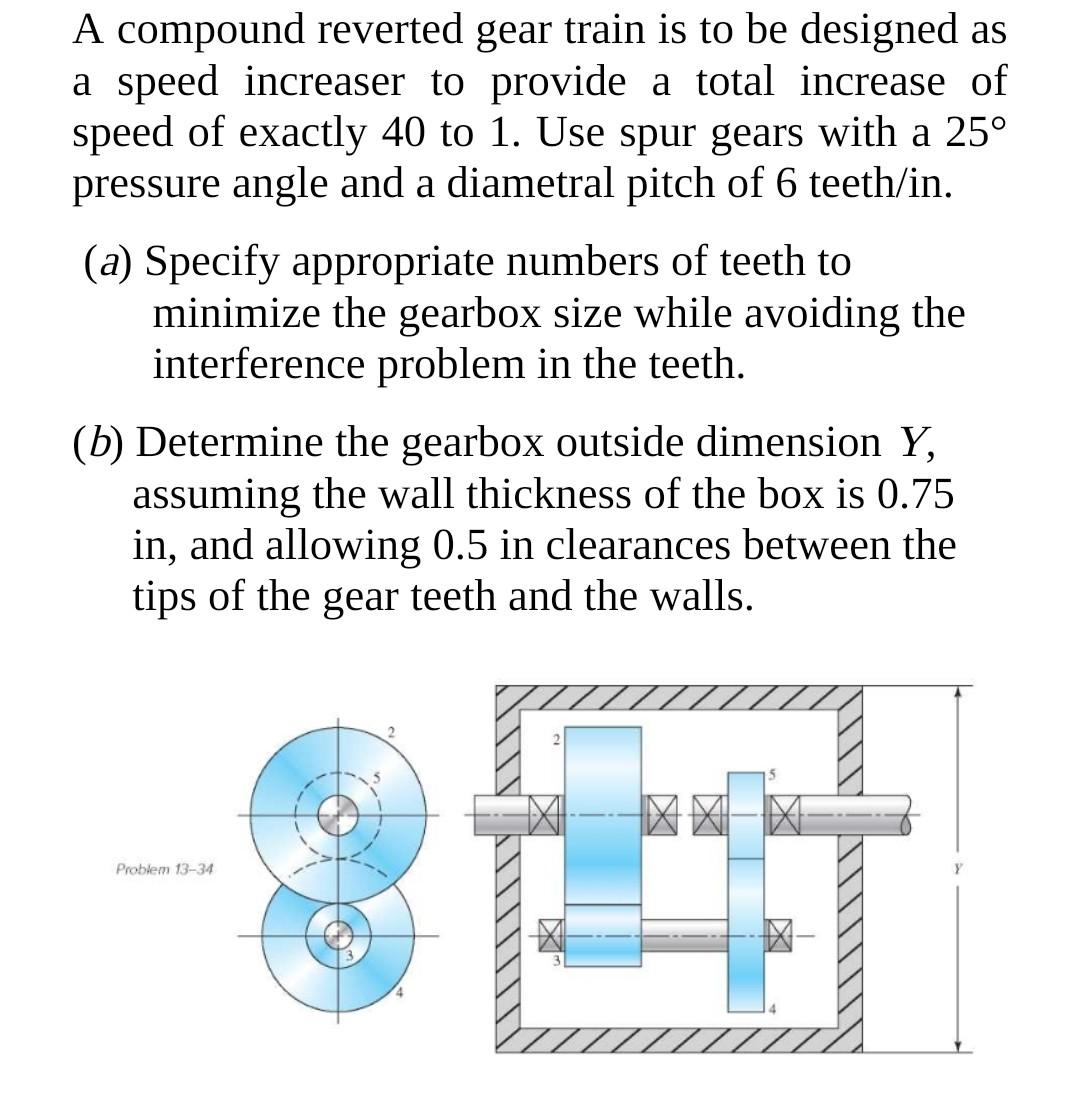 Solved A compound reverted gear train is to be designed as a | Chegg.com