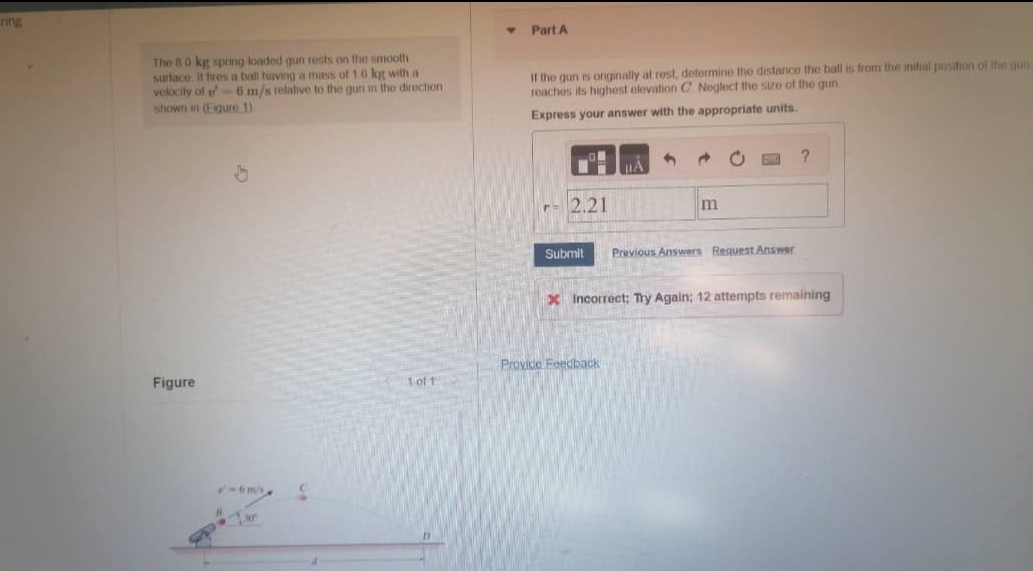 Solved The 80 ﻿ky spring loaded gun rests on the smooth | Chegg.com