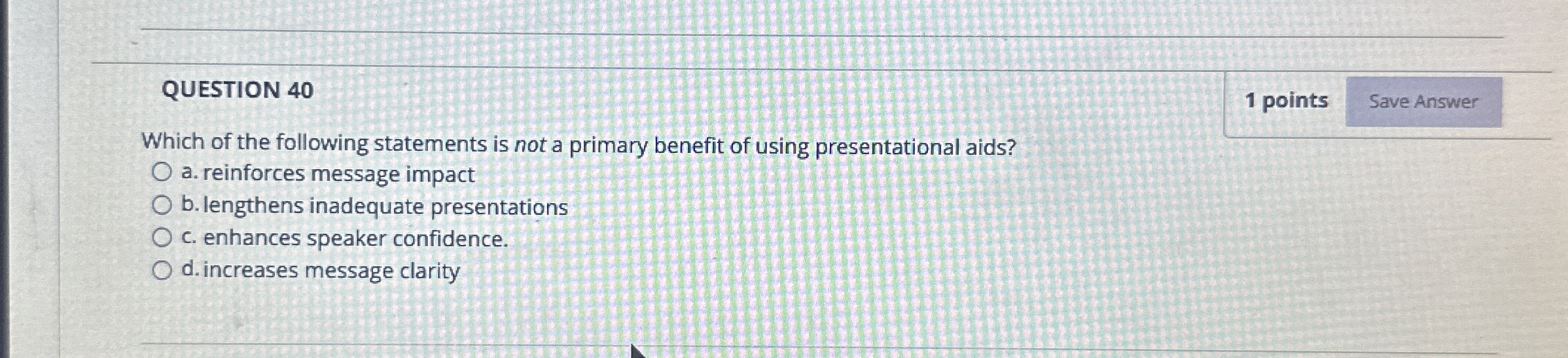 Solved QUESTION 401 ﻿pointsWhich of the following statements | Chegg.com