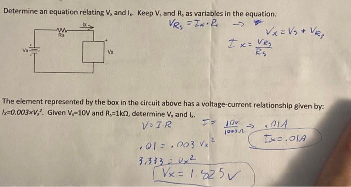 Solved Determine an equation relating Vx and Ix. Keep Vs and | Chegg.com