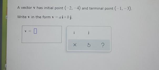 Solved A vector v has initial point (-2,-4) and terminal | Chegg.com