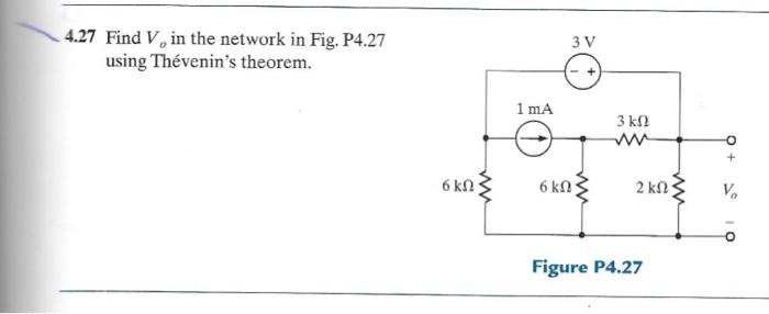 Solved 4.27 Find Vo in the network in Fig. P4.27 using | Chegg.com
