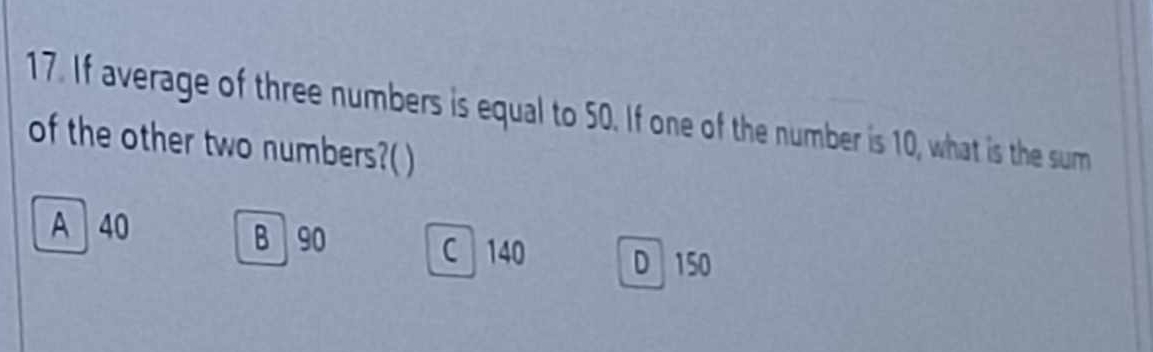 Solved If average of three numbers is equal to 50 . ﻿If one | Chegg.com