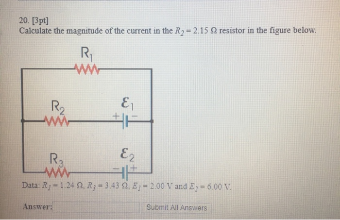 Solved 20. [3pt] Calculate the magnitude of the current in | Chegg.com