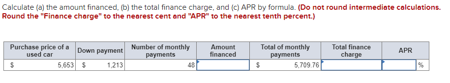 Solved Calculate (a) ﻿the amount financed, (b) ﻿the total | Chegg.com