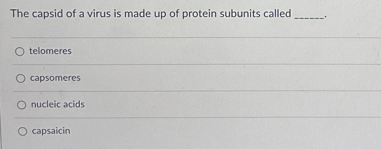Solved The capsid of a virus is made up of protein subunits | Chegg.com
