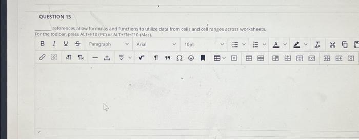 Solved references allow formulas and functions to utilize | Chegg.com
