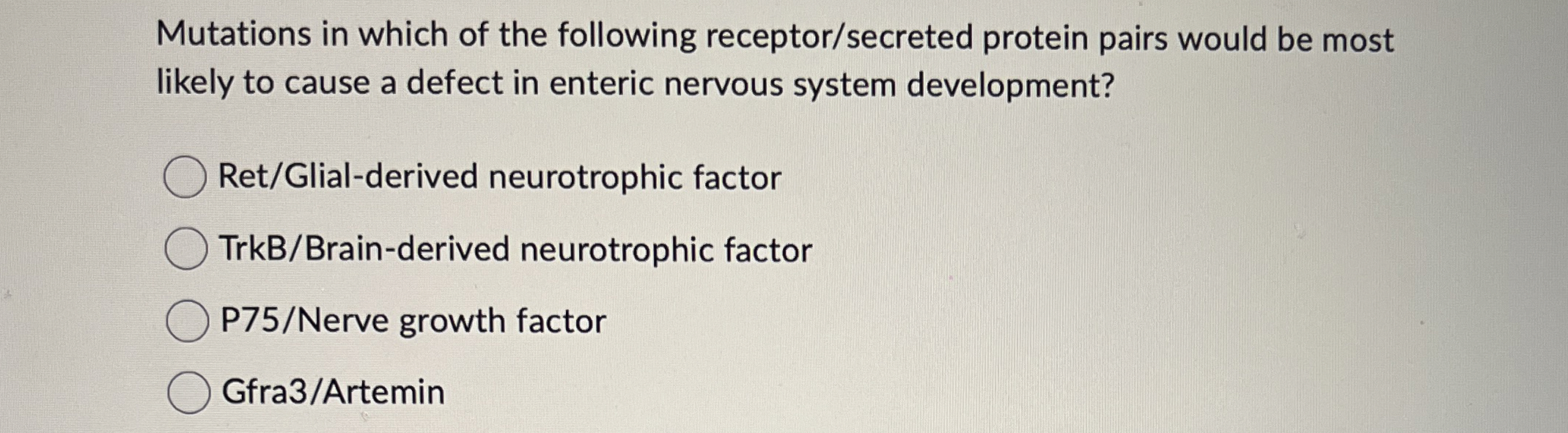 Solved Mutations in which of the following receptor/secreted | Chegg.com