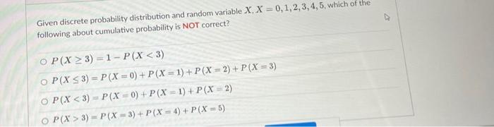 Solved Given discrete probability distribution and random | Chegg.com