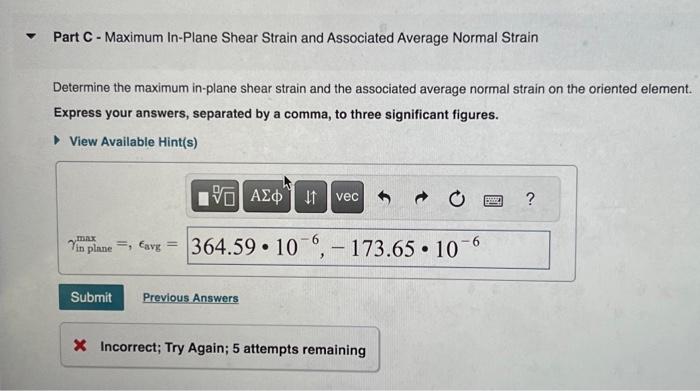Solved Learning Goal: The state of plane strain on a | Chegg.com