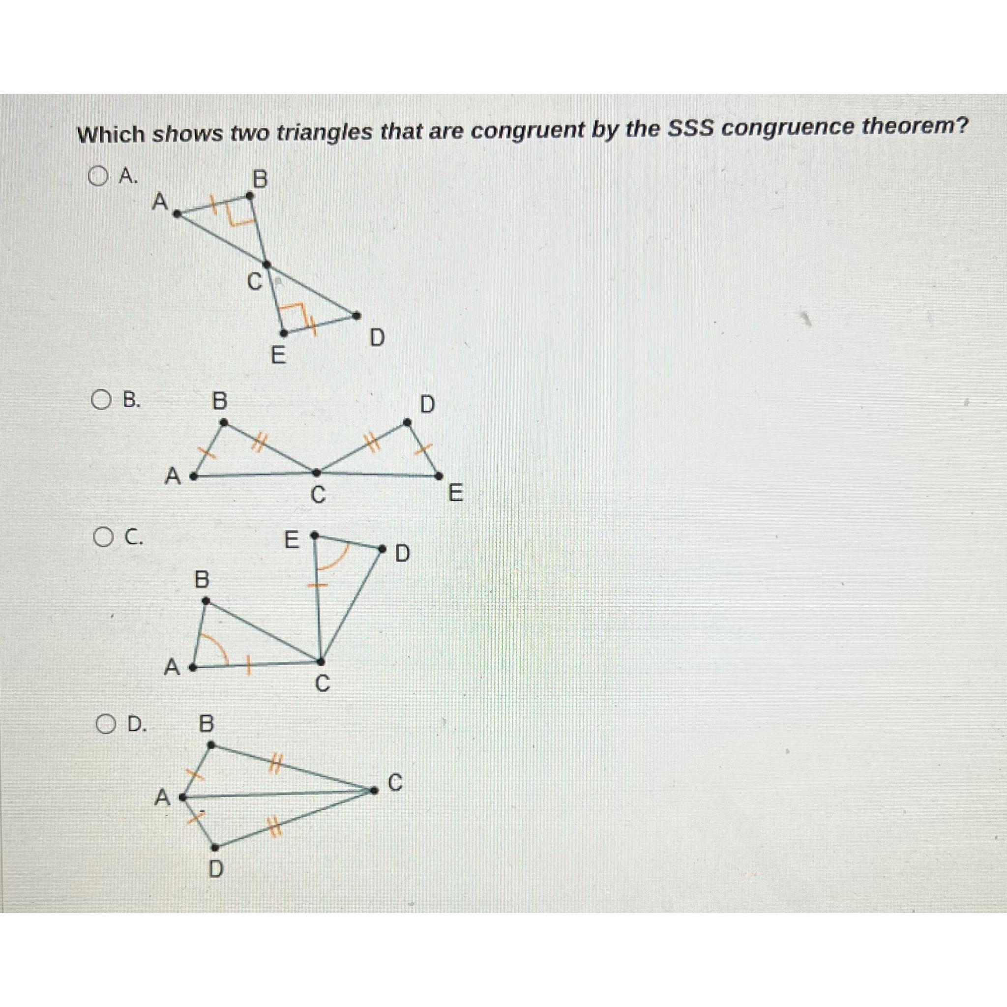 Solved Which shows two triangles that are congruent by the | Chegg.com