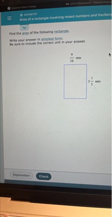 Solved Find the area of the following rectangle. Write your | Chegg.com