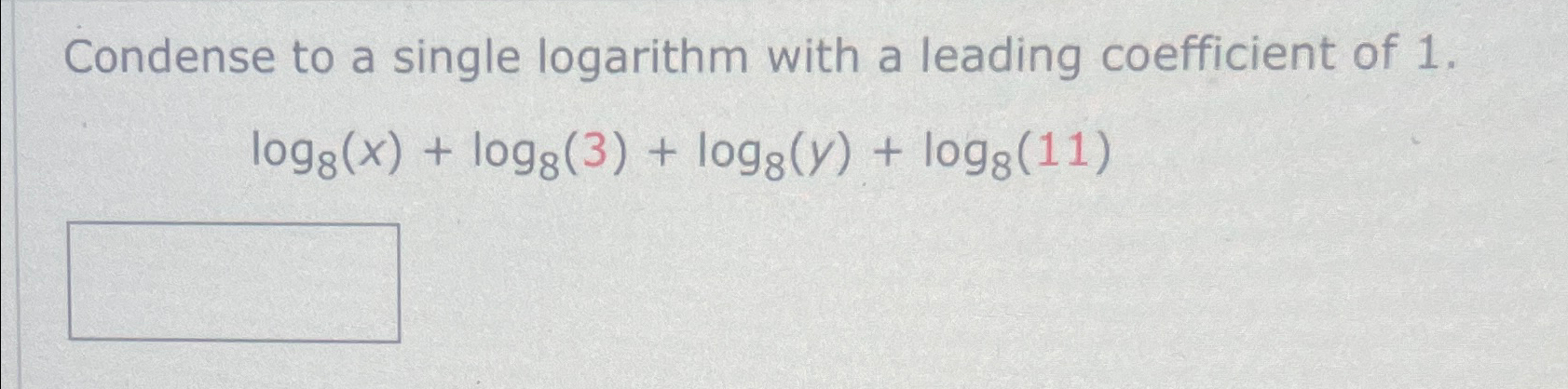 Solved Condense to a single logarithm with a leading | Chegg.com