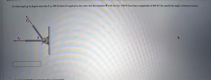 Solved At what angle in degree must the F1= 400 lb force be | Chegg.com