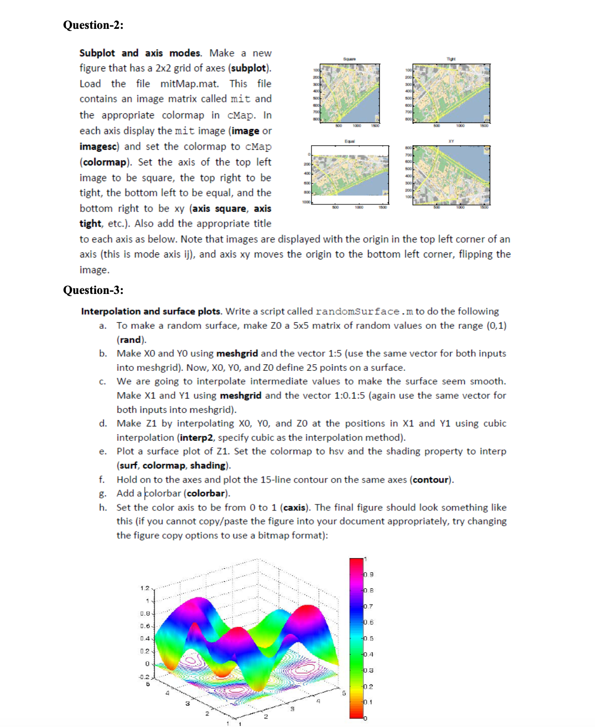 Solved Question-2:Subplot and axis modes. Make a newfigure | Chegg.com