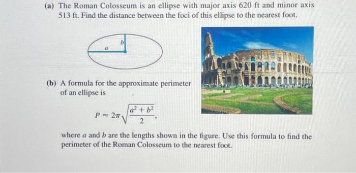 Solved (a) The Roman Colosseum is an ellipse with major axis | Chegg.com