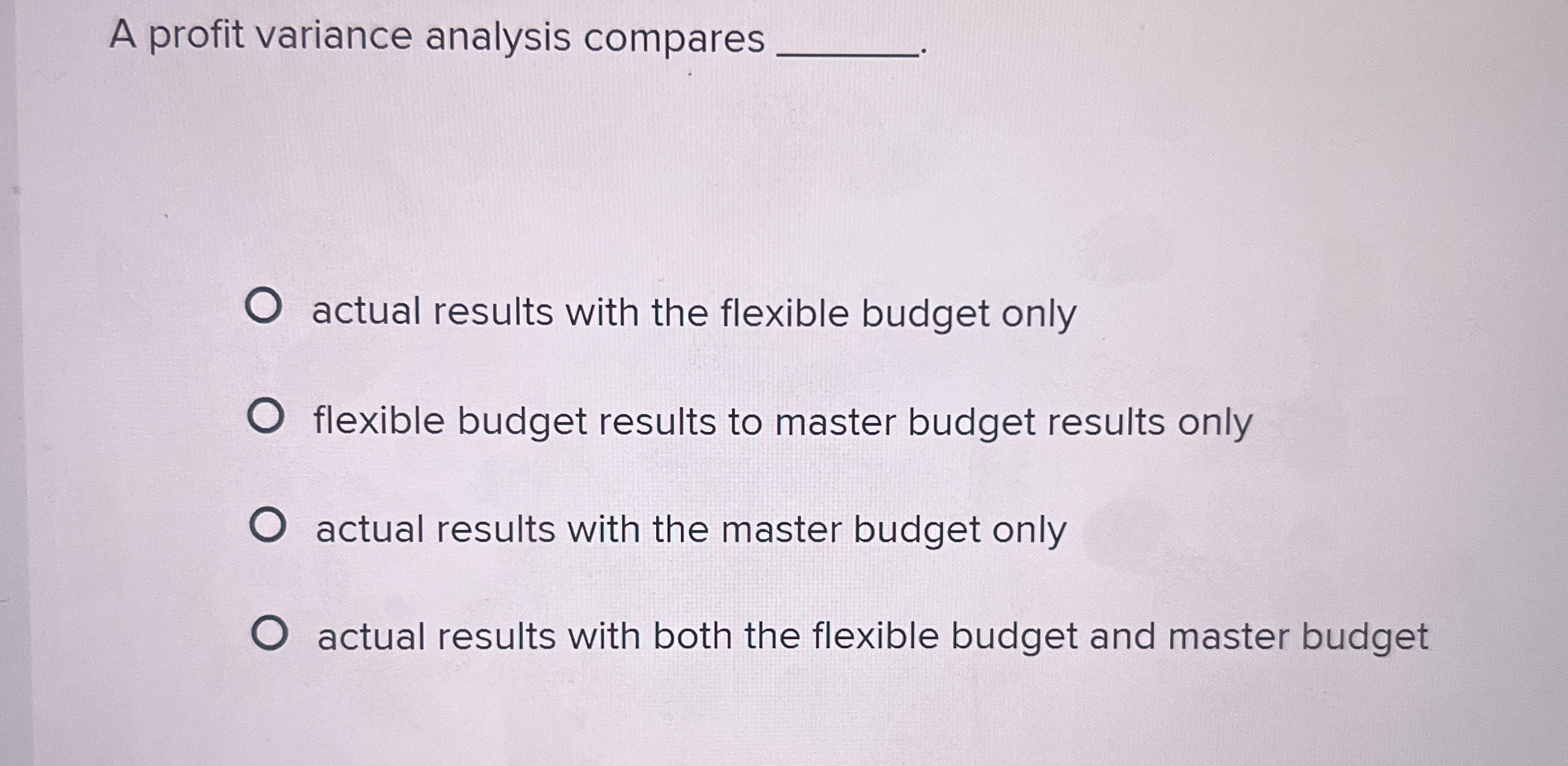 Solved A profit variance analysis compares actual results | Chegg.com