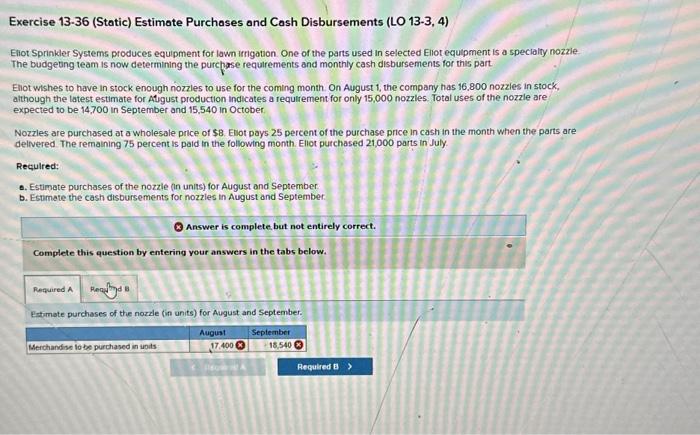 Solved Exercise 13-36 (Static) Estimate Purchases and Cash | Chegg.com