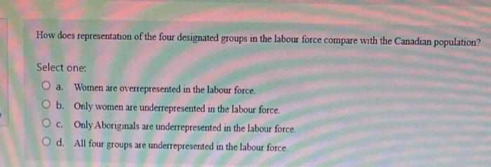 Solved How does representation of the four designated groups | Chegg.com
