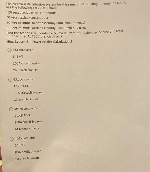 Solved The electrical distribution system for the same | Chegg.com