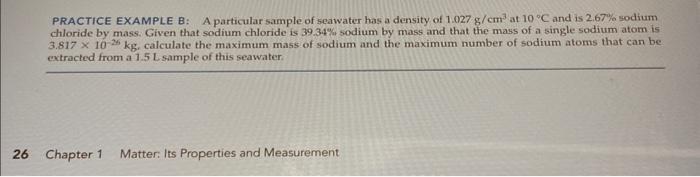 Solved PRACTICE EXAMPLE B: A particular sample of seawater | Chegg.com