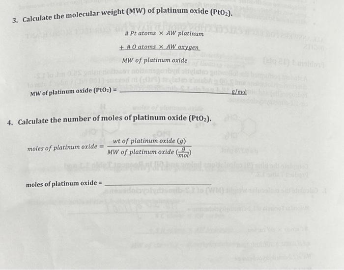 Solved 3. Calculate the molecular weight (MW) of platinum | Chegg.com