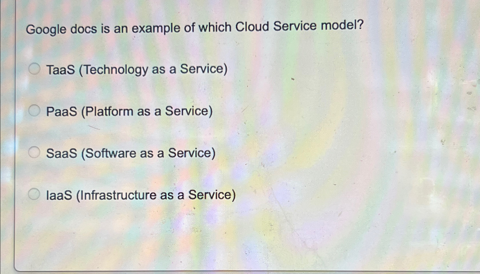 Solved Google docs is an example of which Cloud Service | Chegg.com