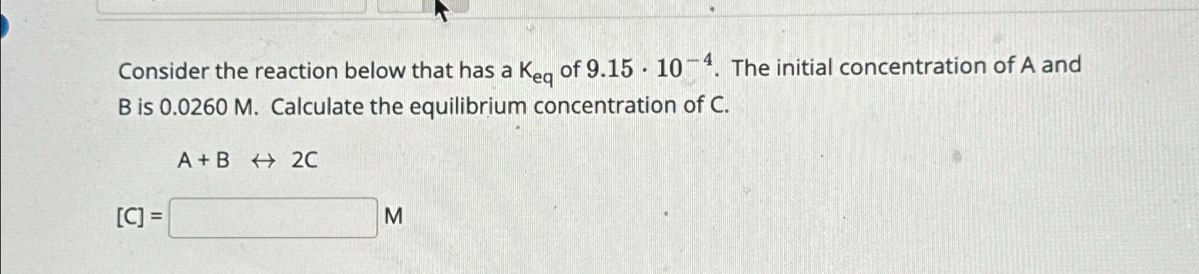 Solved Consider the reaction below that has a Keq ﻿of | Chegg.com
