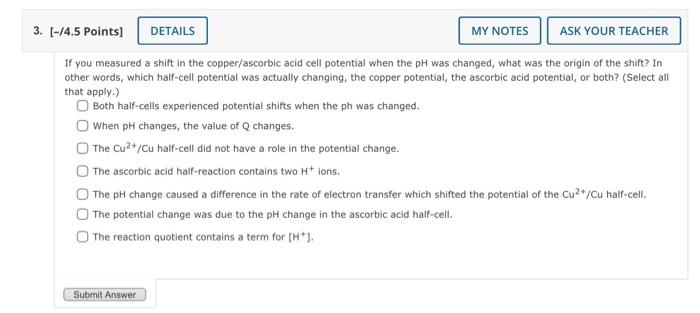 Solved If you measured a shift in the copper/ascorbic acid | Chegg.com
