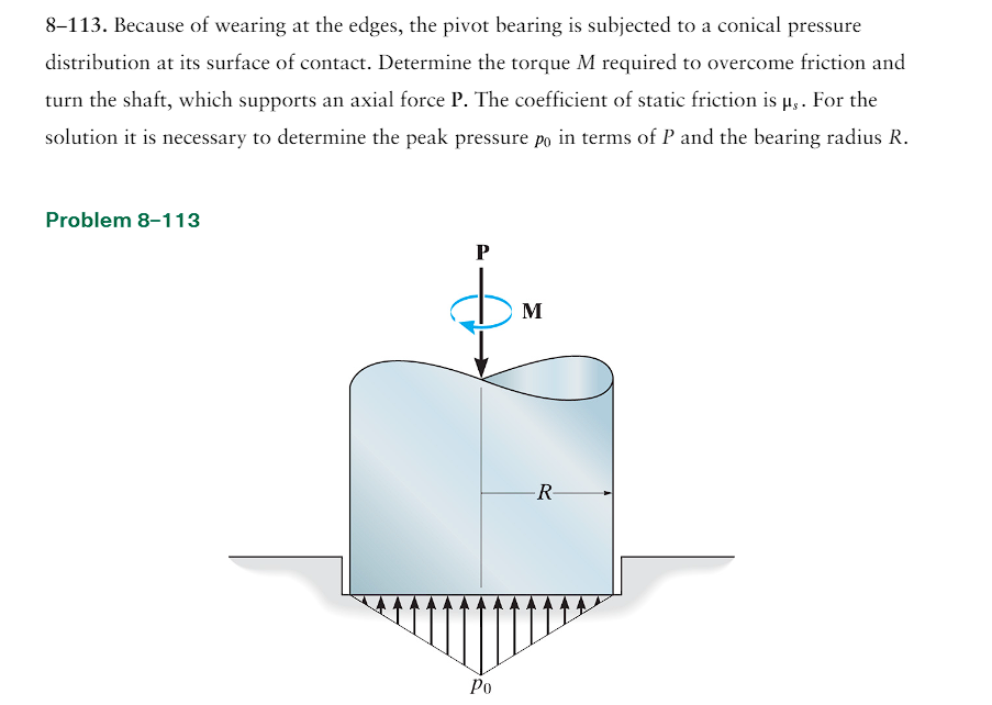 Solved 8-113. ﻿Because of wearing at the edges, the pivot | Chegg.com