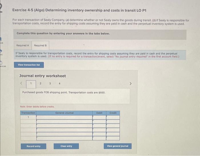 Solved Exercise 4-5 (Algo) Determining inventory ownership | Chegg.com