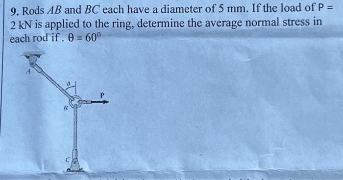 Solved 9. Rods AB and BC each have a diameter of 5 mm. If | Chegg.com