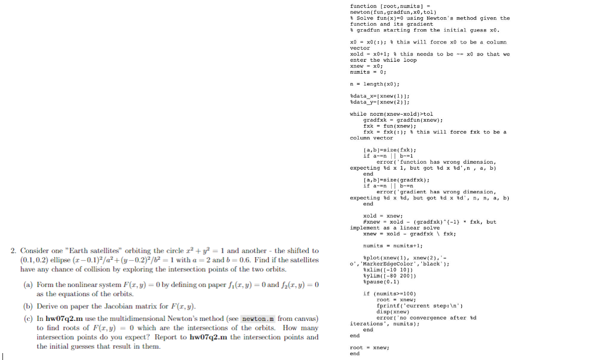 Solved please do it in matlab newton.m file is in the | Chegg.com
