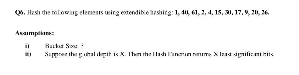 Solved Q6. ﻿Hash the following elements using extendible | Chegg.com