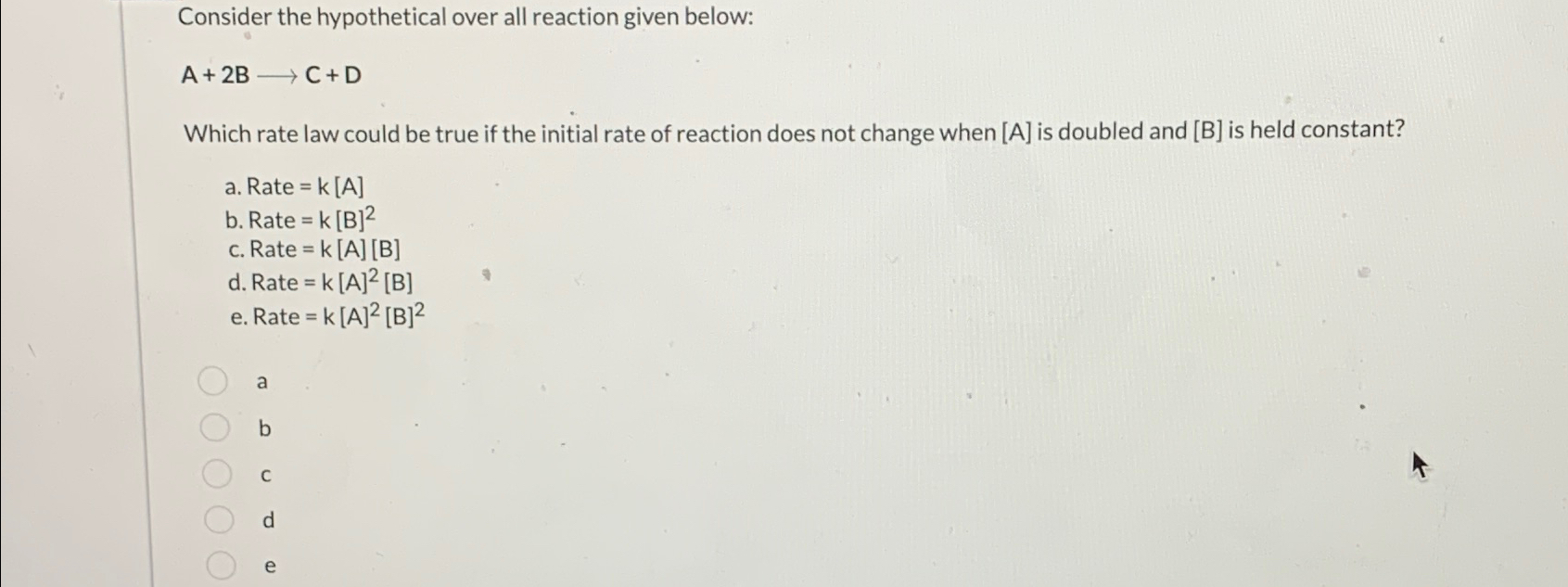 Solved Consider the hypothetical over all reaction given | Chegg.com