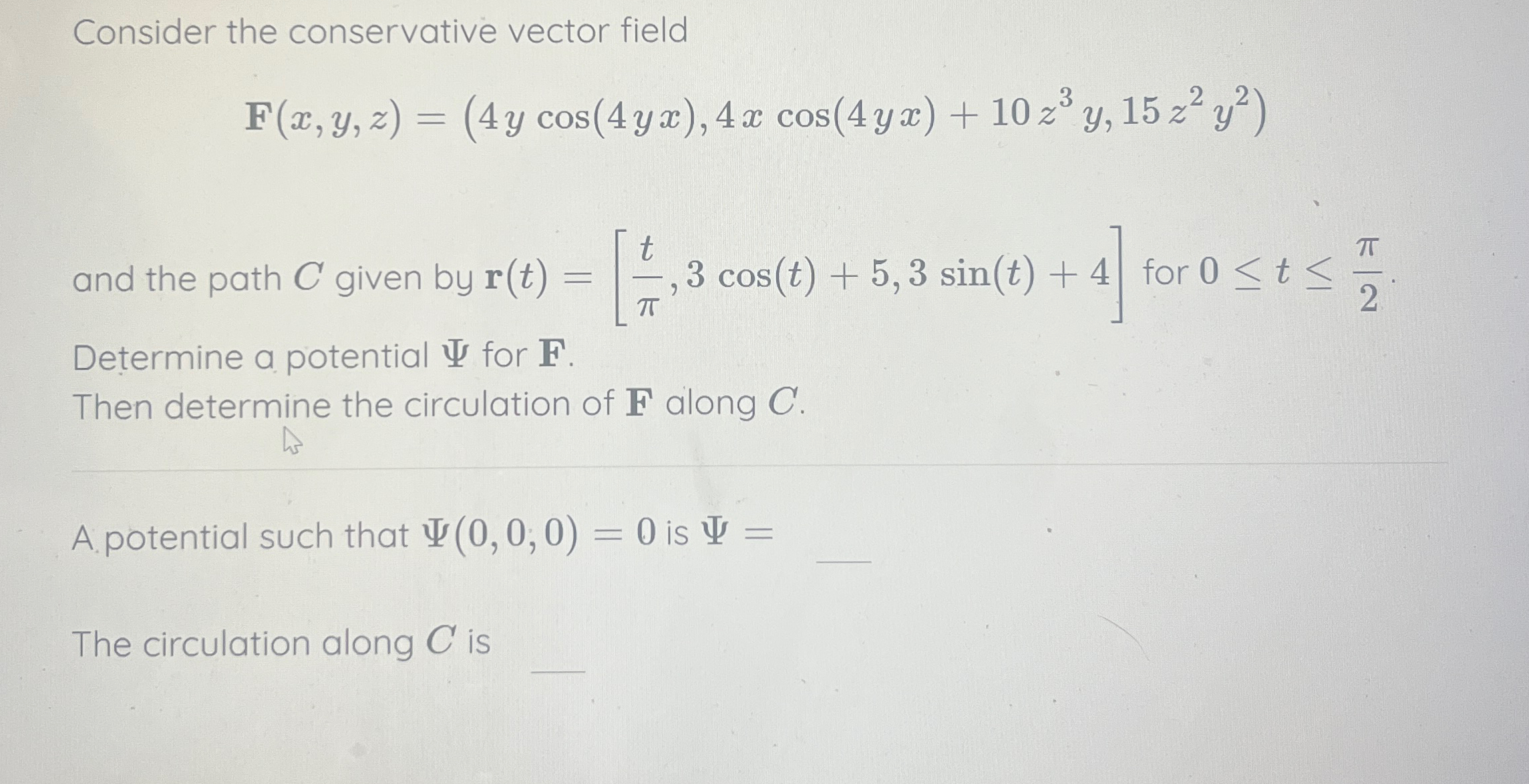 Solved Consider the conservative vector | Chegg.com