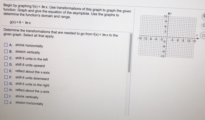 Solved 12- Begin by graphing f(x) = In x. Use | Chegg.com