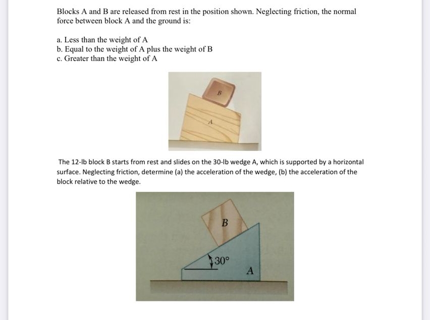 Solved Blocks A and B are released from rest in the position | Chegg.com