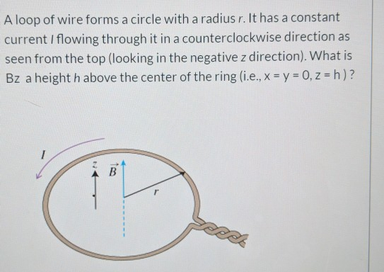 Solved A loop of wire forms a circle with a radius r. It has | Chegg.com