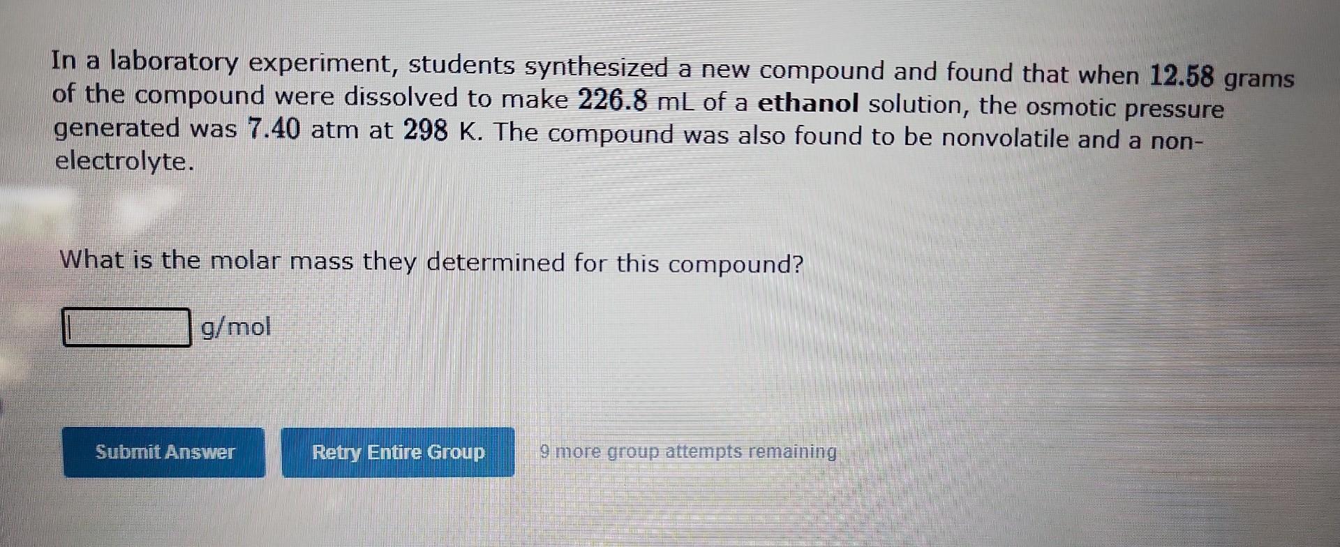 Solved In a laboratory experiment, students synthesized a | Chegg.com