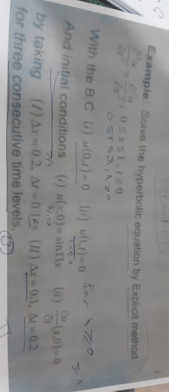 Solved Example: Solve the hyperbolic equation by Explicit | Chegg.com