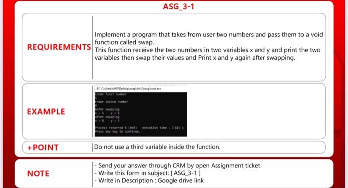 Solved ASG_3-1 Implement a program that takes from user two | Chegg.com
