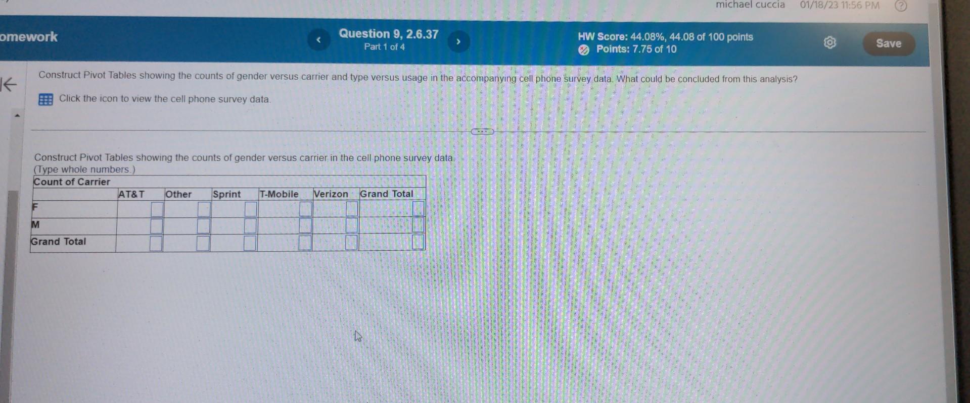 Solved Construct Pivot Tables showing the counts of gender | Chegg.com
