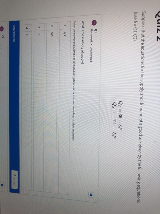 Solved Qui22 Suppose that the equations for the supply and | Chegg.com