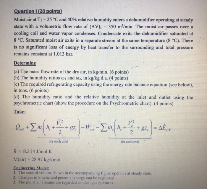 Solved Question 1 (20 points) Moist air at T = 25 °C and 40% | Chegg.com