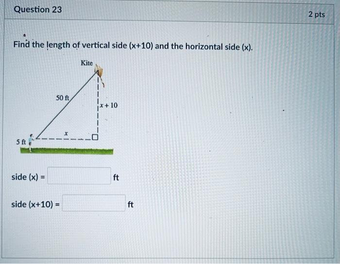 Solved Find the length of vertical side (x+10) and the | Chegg.com