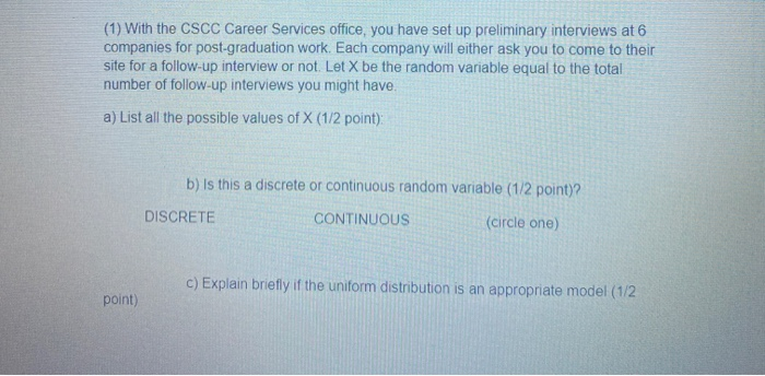 Solved (1) With the CSCC Career Services office, you have | Chegg.com