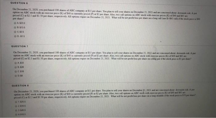 Solved QUESTIONS On December 21, 2020. you purchased 100 | Chegg.com