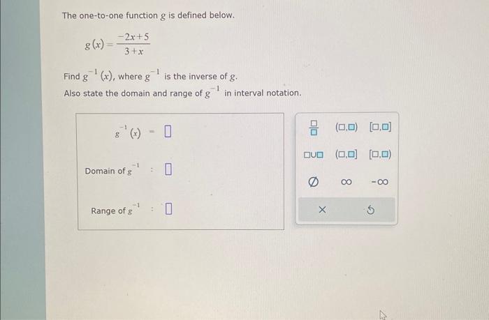 Solved The one-to-one function g is defined below. | Chegg.com